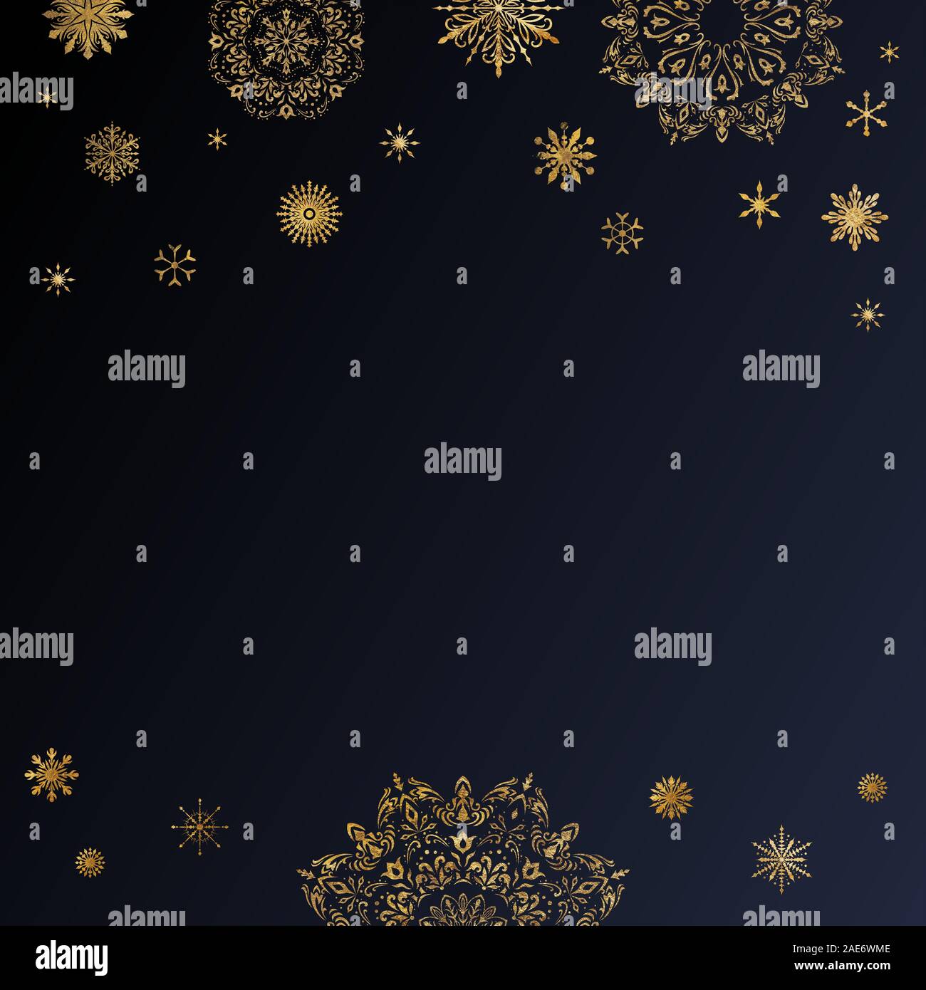 Christmas Festive Background With Gold Glitter Snowflakes Stock Photo ...