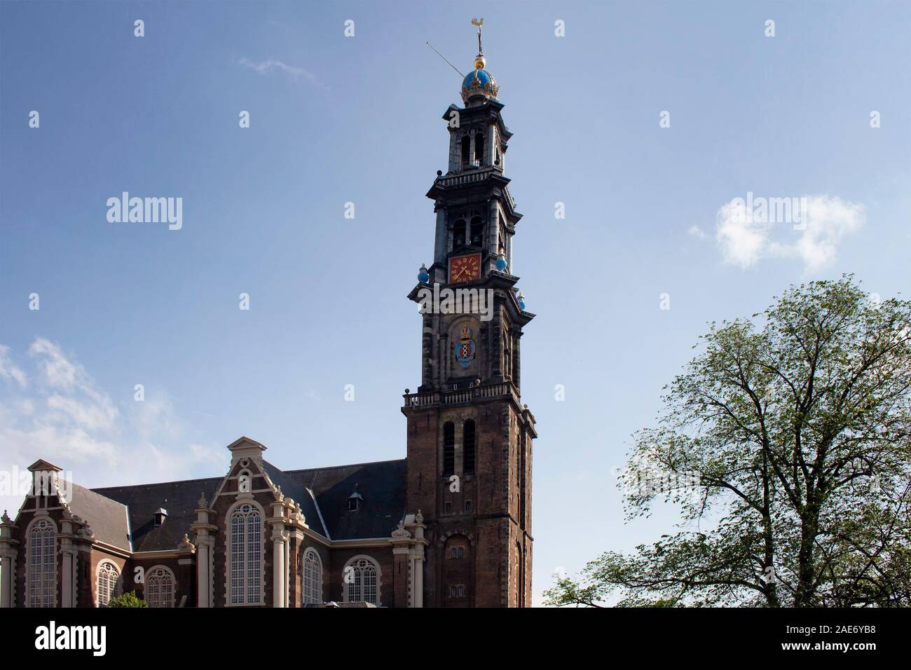 View of historical Westerkerk church in Amsterdam. 17th century ...