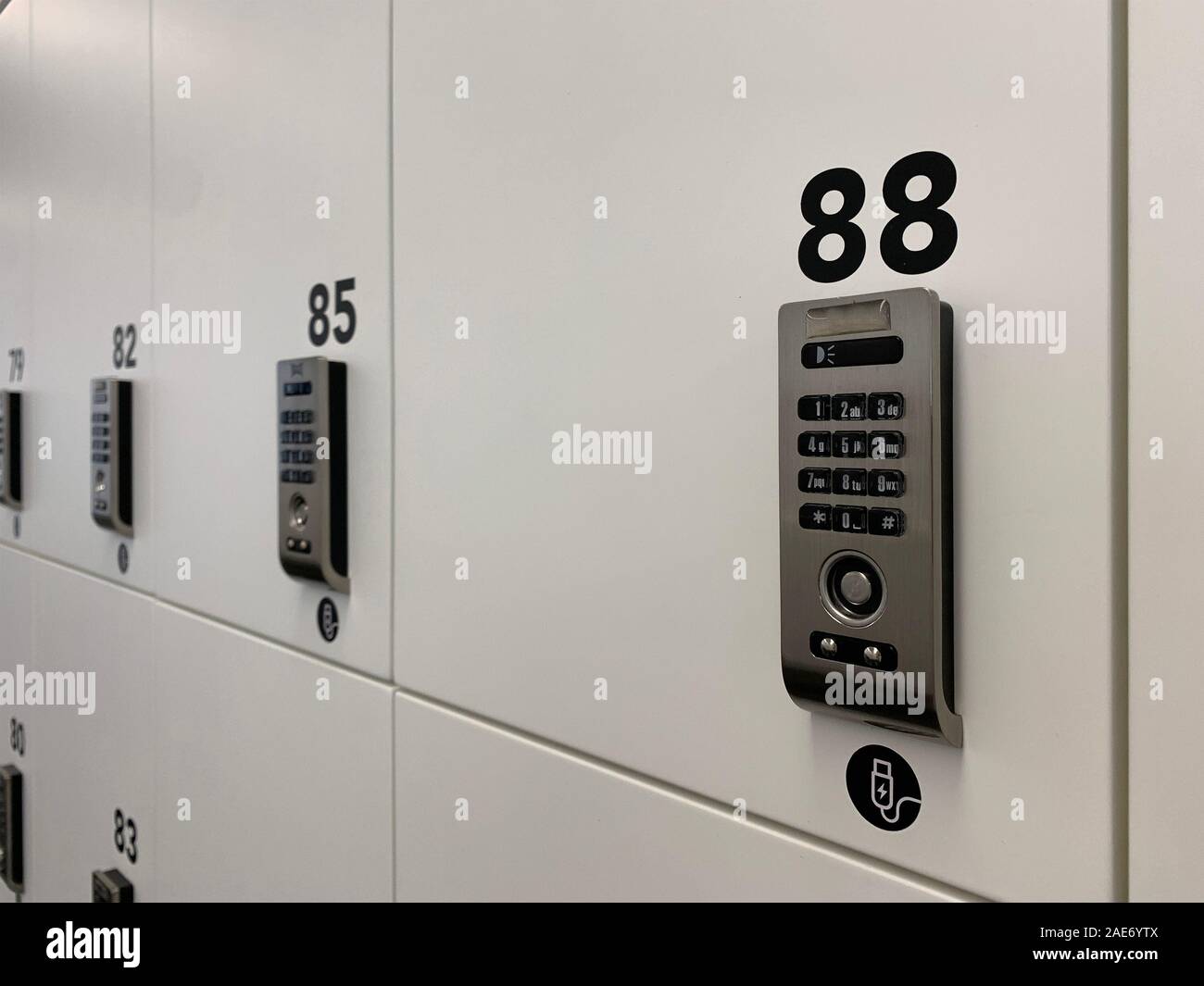 Close up view of digital lockers Stock Photo - Alamy