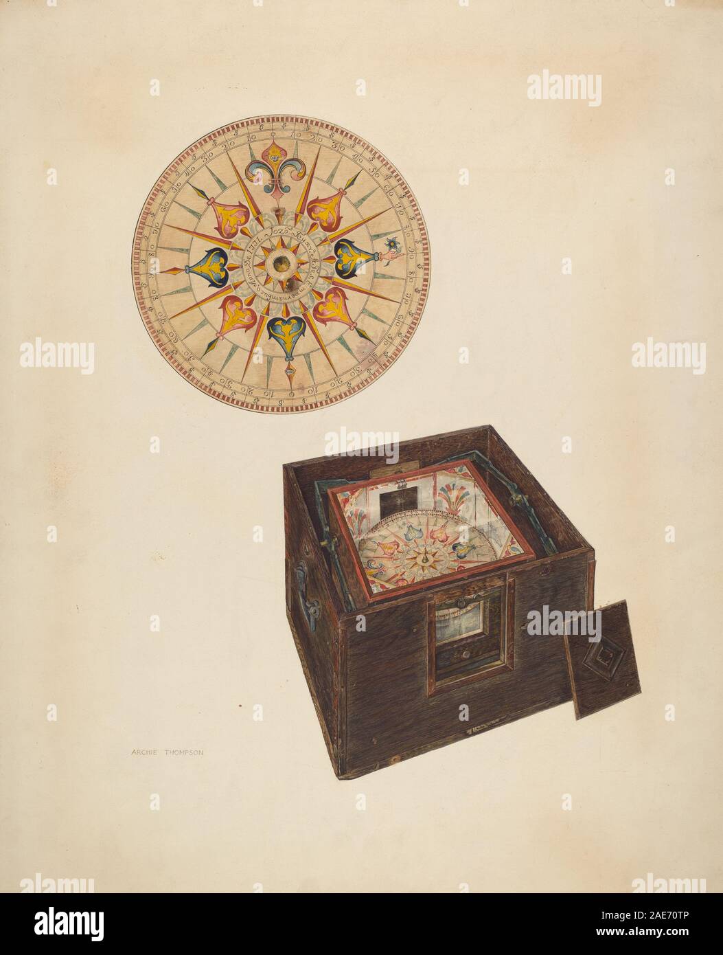 A floating compass made by Archie Thompson circa 1938, highlighting ...