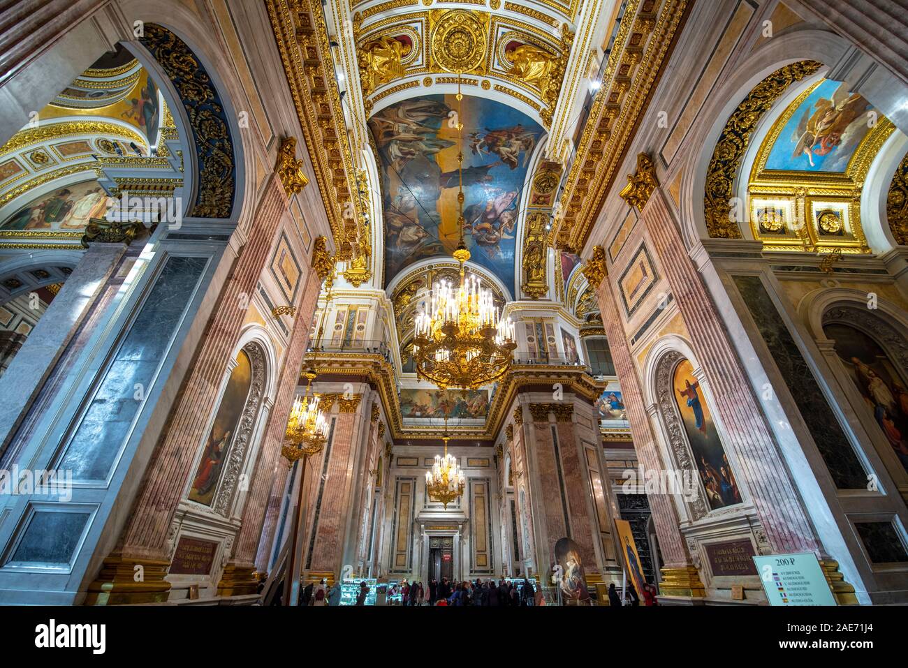Inside interior of Saint Isaac's Cathedral or Isaakievskiy Sobor is the ...