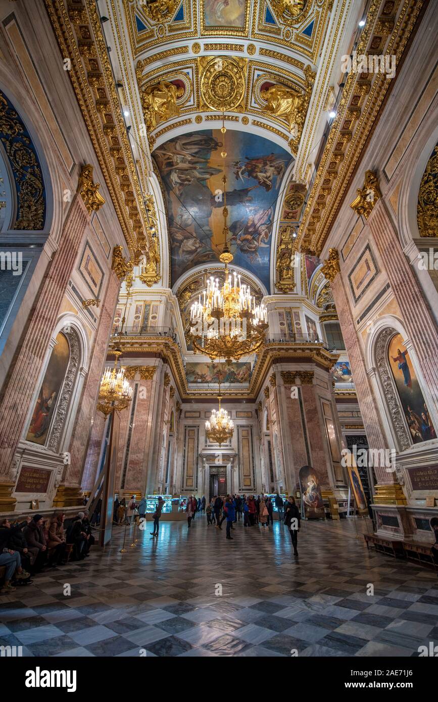Inside interior of Saint Isaac's Cathedral or Isaakievskiy Sobor is the ...