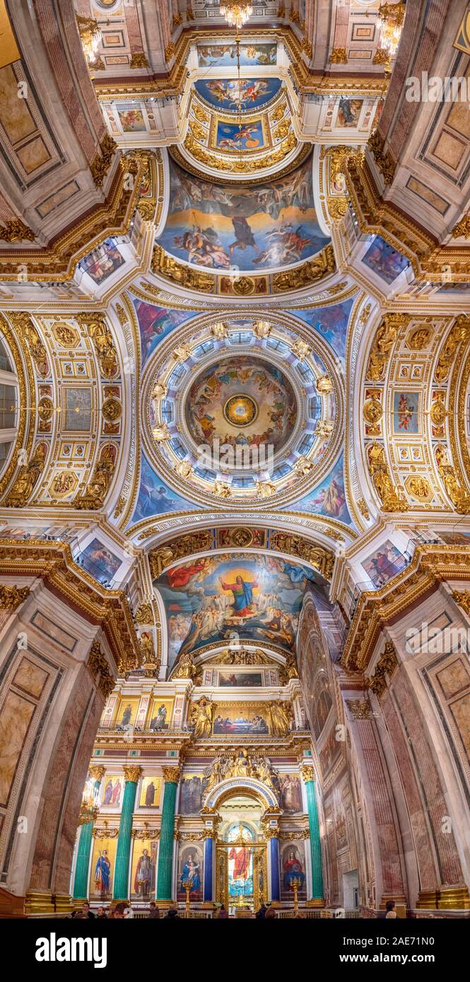Inside interior of Saint Isaac's Cathedral or Isaakievskiy Sobor is the ...