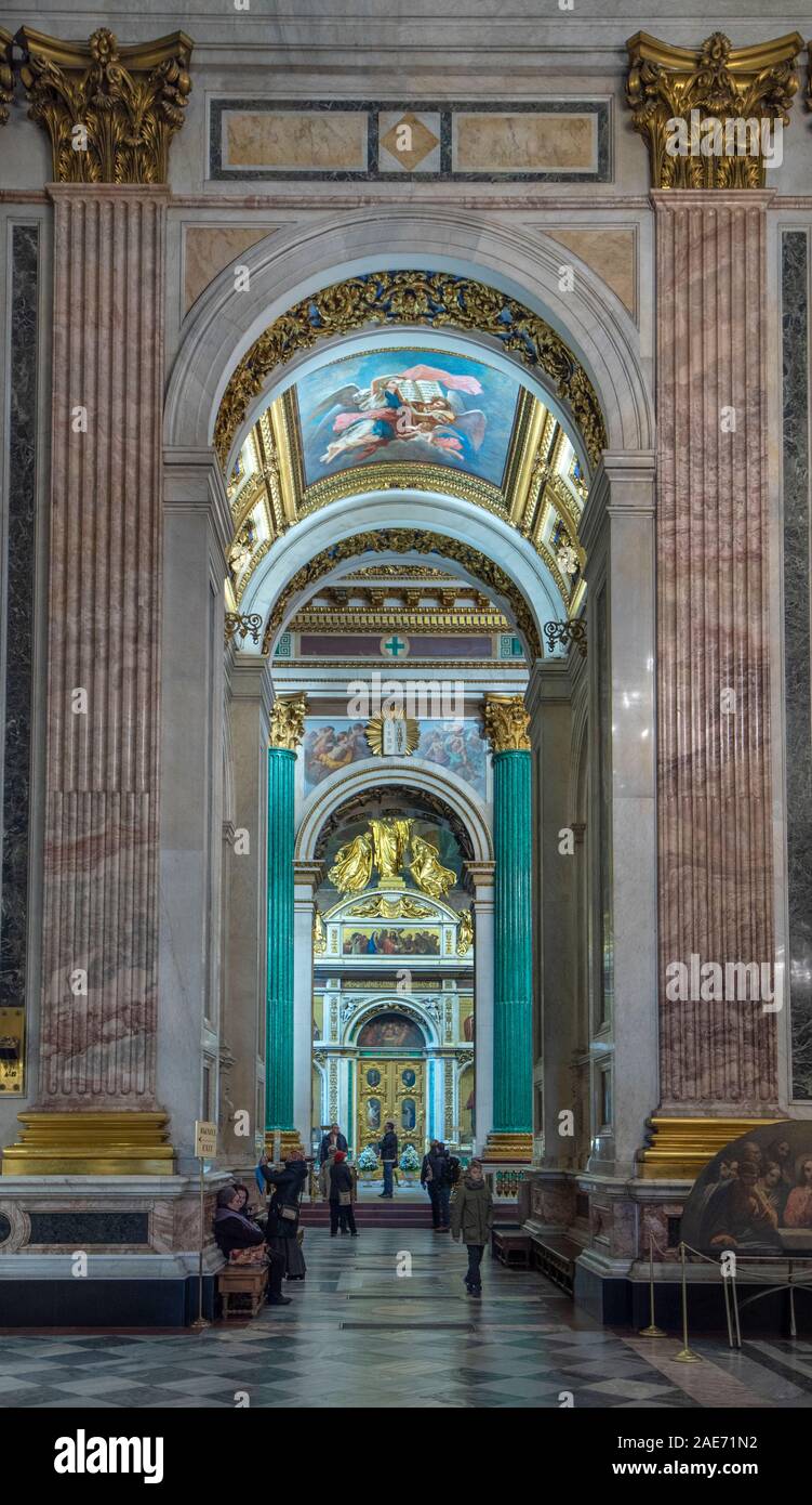 Inside interior of Saint Isaac's Cathedral or Isaakievskiy Sobor is the ...