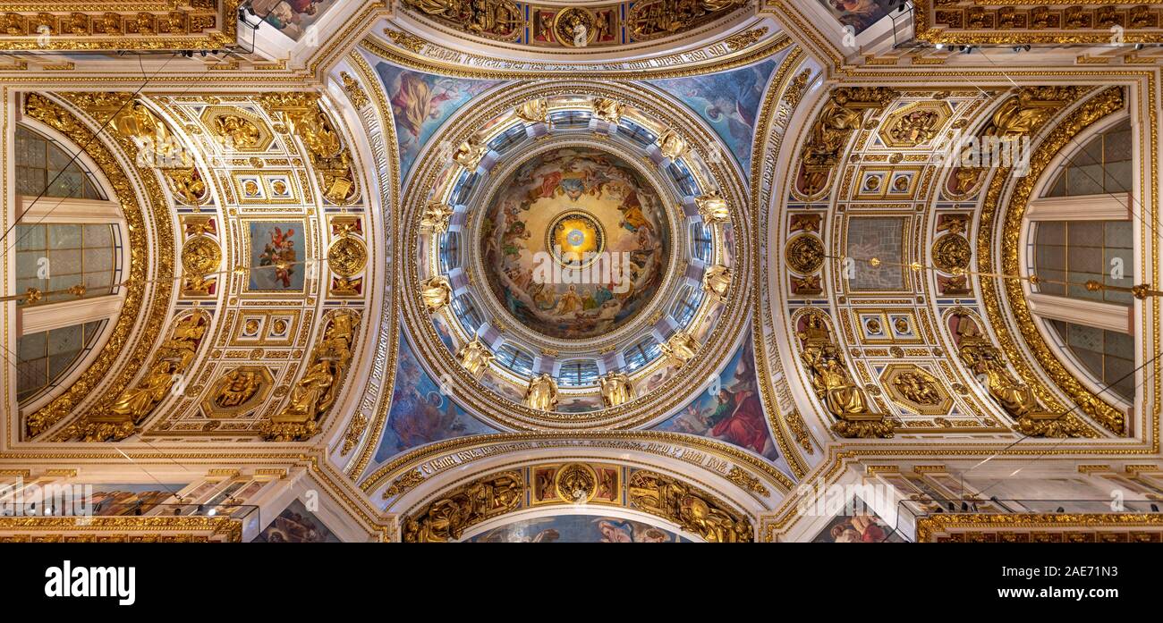Inside interior of Saint Isaac's Cathedral or Isaakievskiy Sobor is the ...