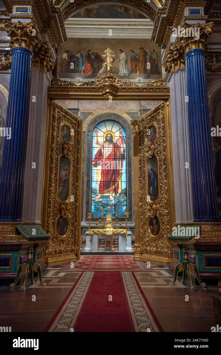Inside interior of Saint Isaac's Cathedral or Isaakievskiy Sobor is the ...