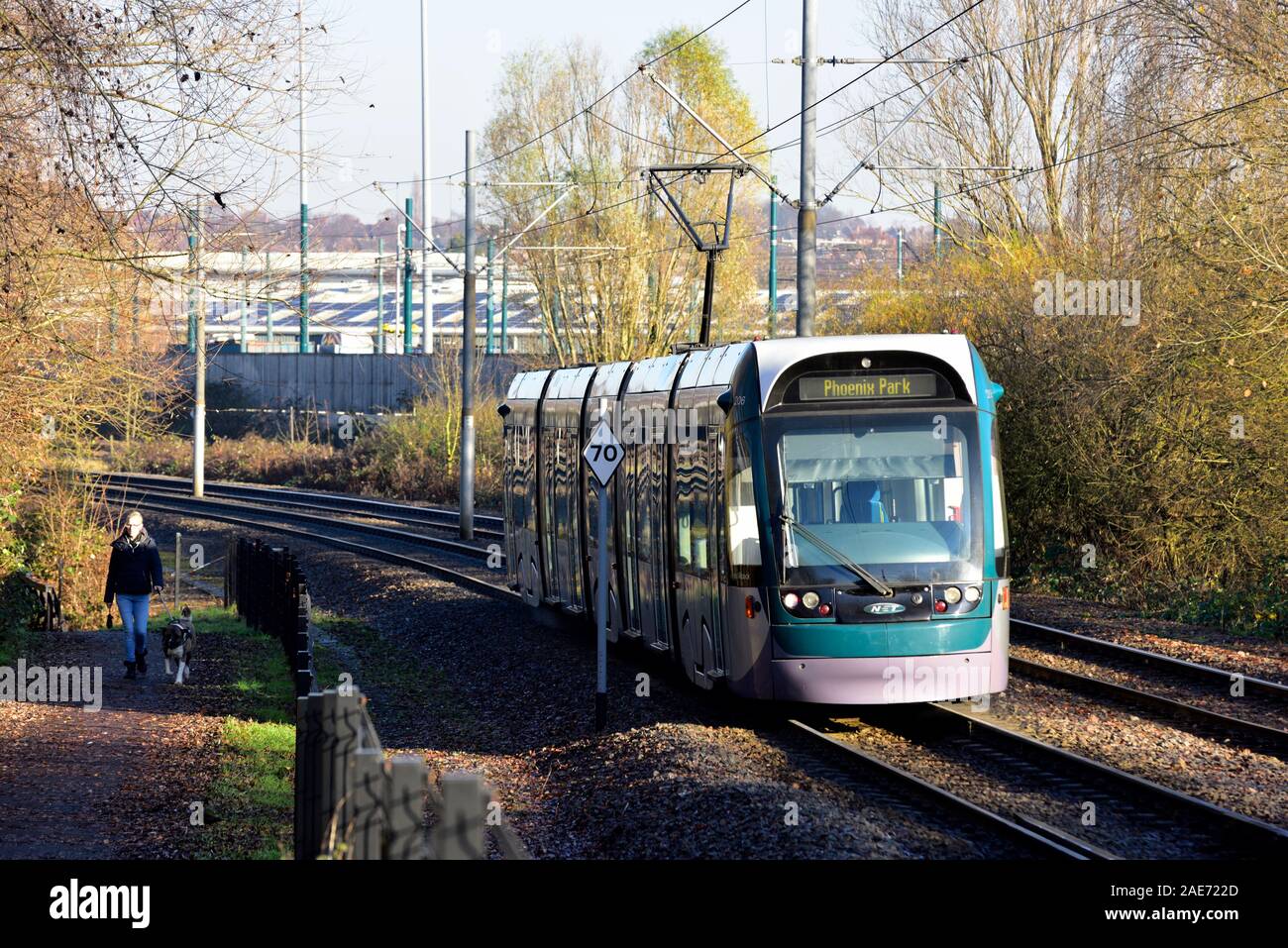 Nottingham tram on route to Phoenix park,Nottingham,England,UK Stock ...