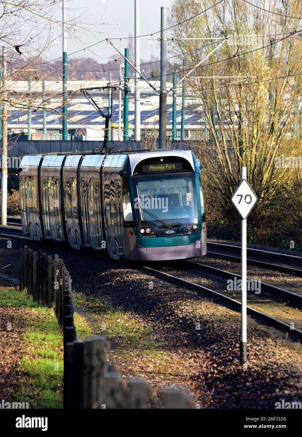 Nottingham tram on route to Phoenix park,Nottingham,England,UK Stock ...