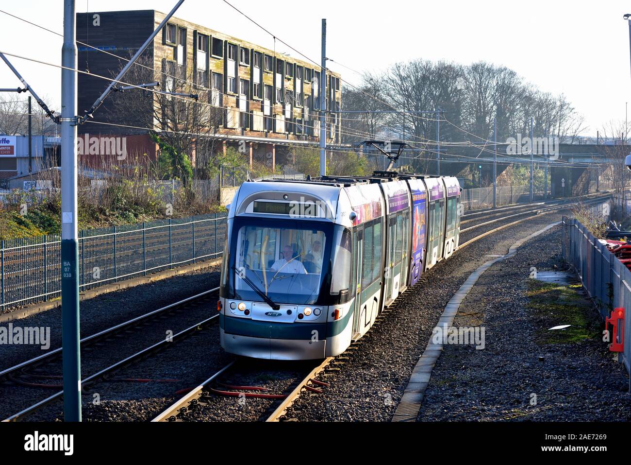 Nottingham tram approaching Vernon road tram stop,Nottingham England UK ...