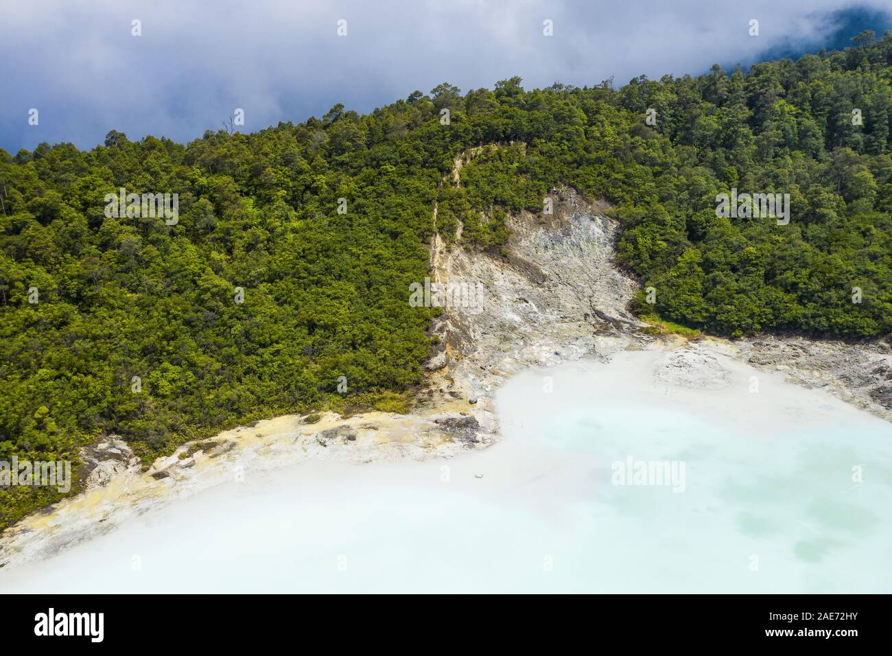 View from above, stunning aerial view of the Talaga Bodas Lake ...