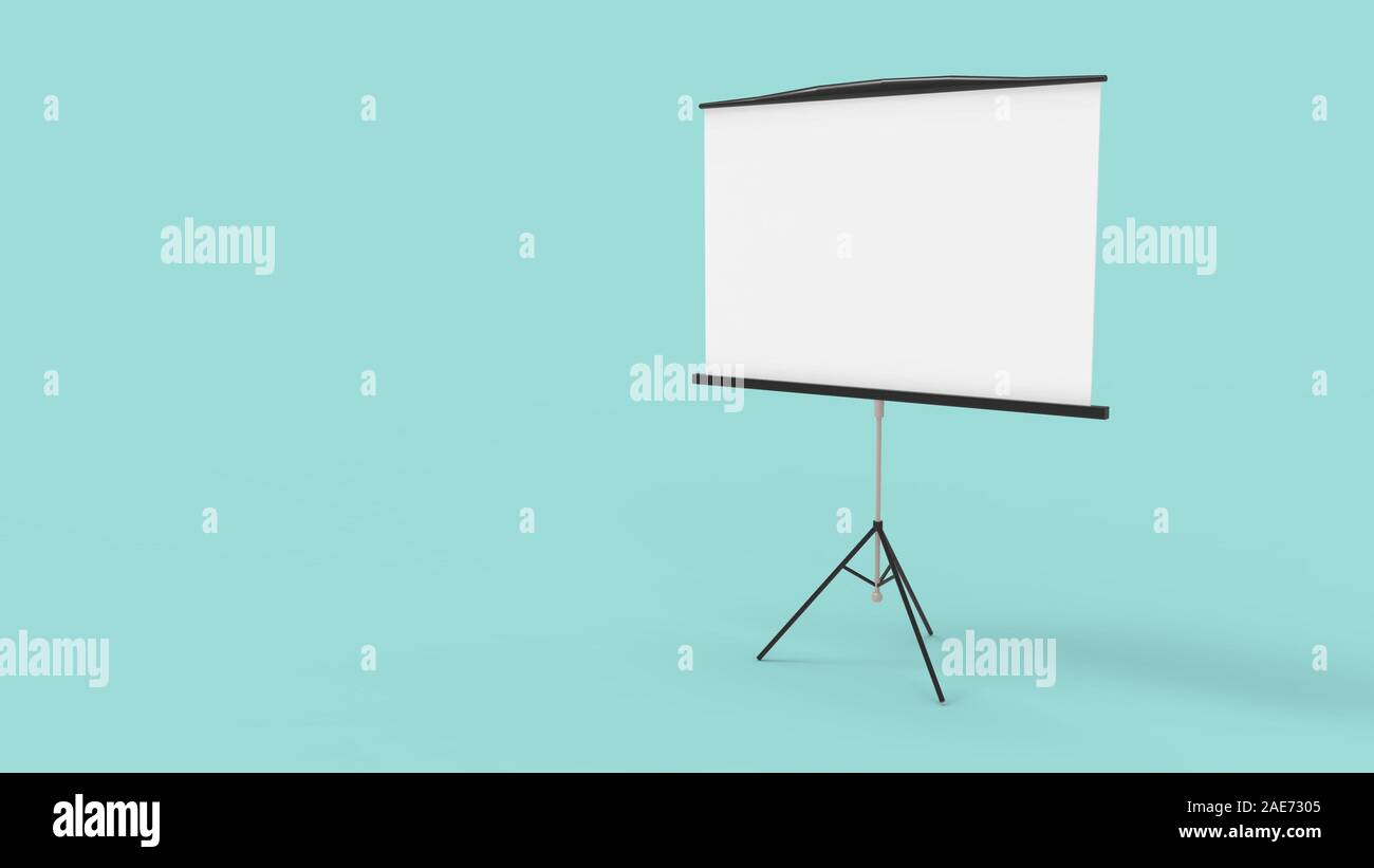 3d rendering of a presentation beamer screen isolated in a studio ...