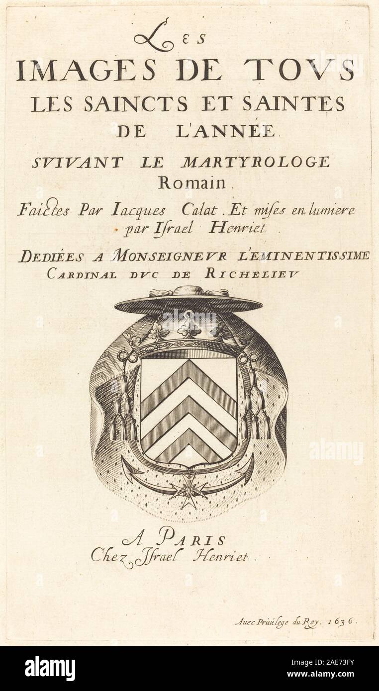 Title Page for Callot's The Calendar of Saints; 1636date Attributed to ...