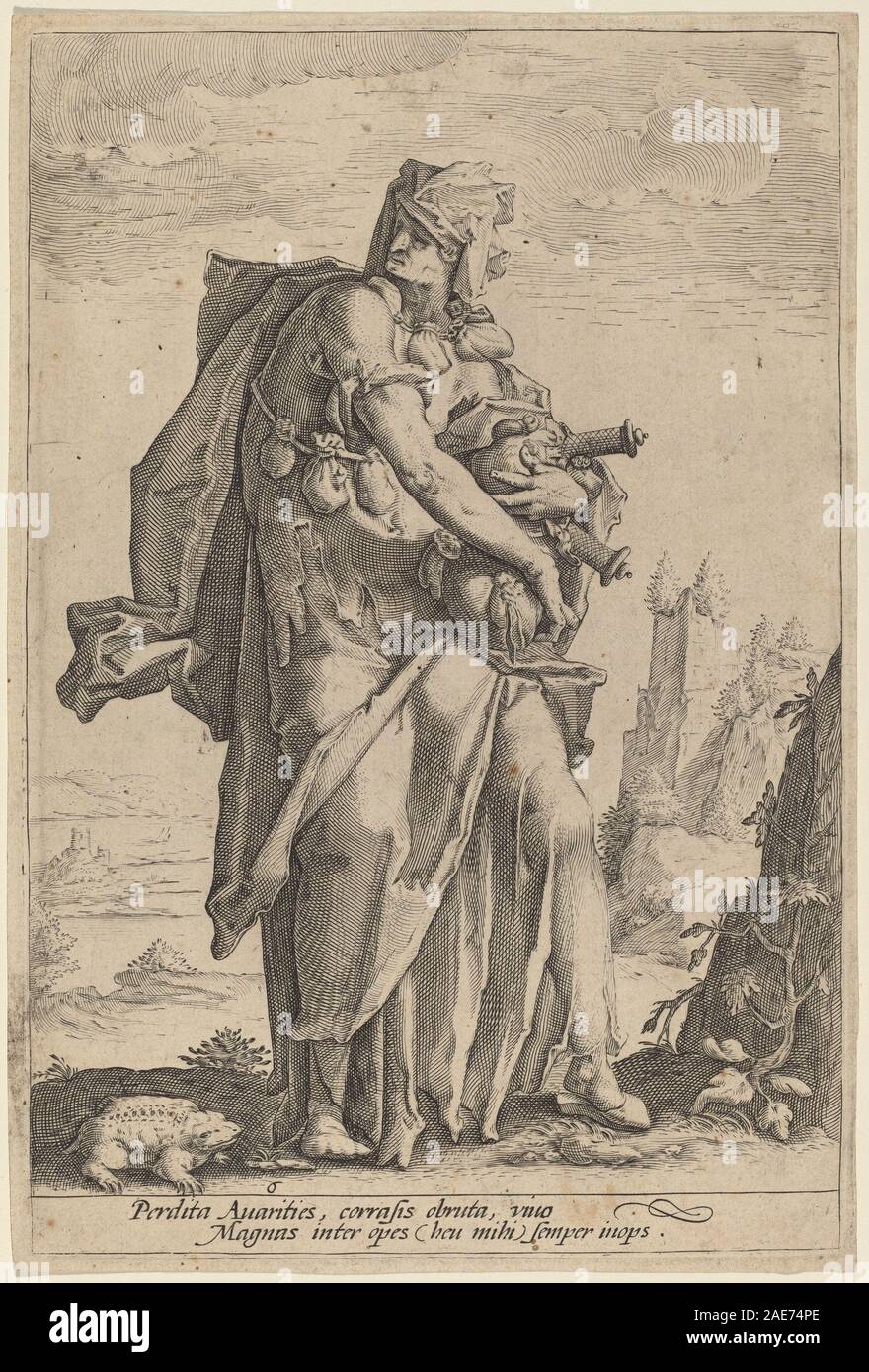 Avarice; circa 1587 date Attributed to Jacob Matham, after Hendrik ...