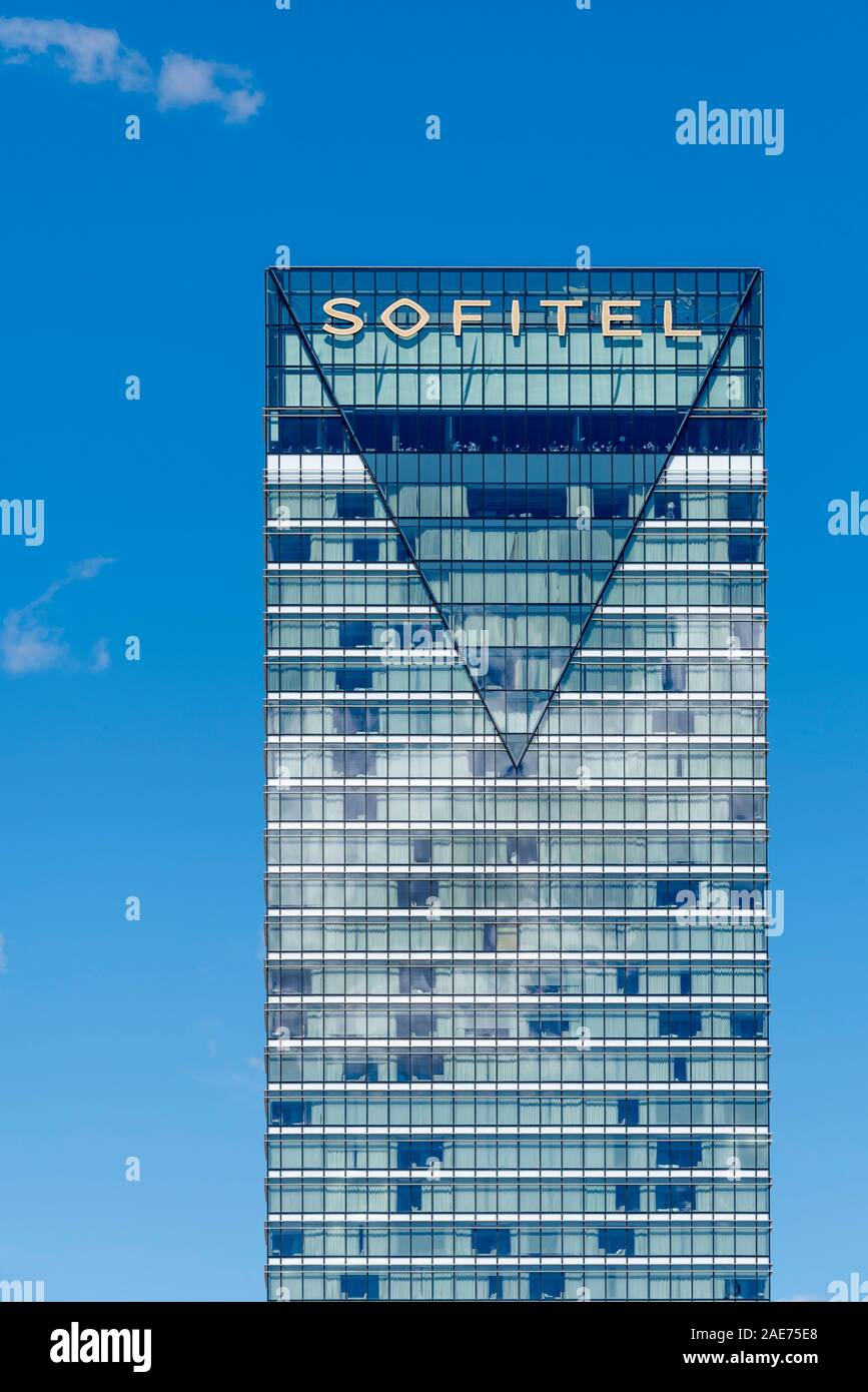 The logo and upper part of the Sofitel Hotel in Darling Harbour in ...