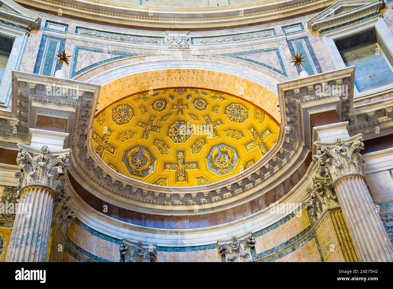 Pantheon Interior With Decoration In Rome High Resolution Stock ...