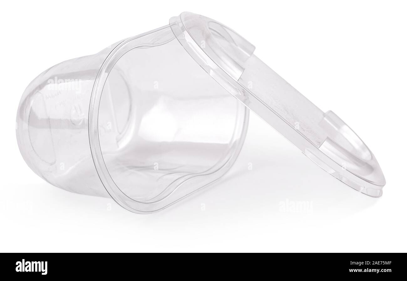 The plastic transparent jar with a lid isolated Stock Photo - Alamy