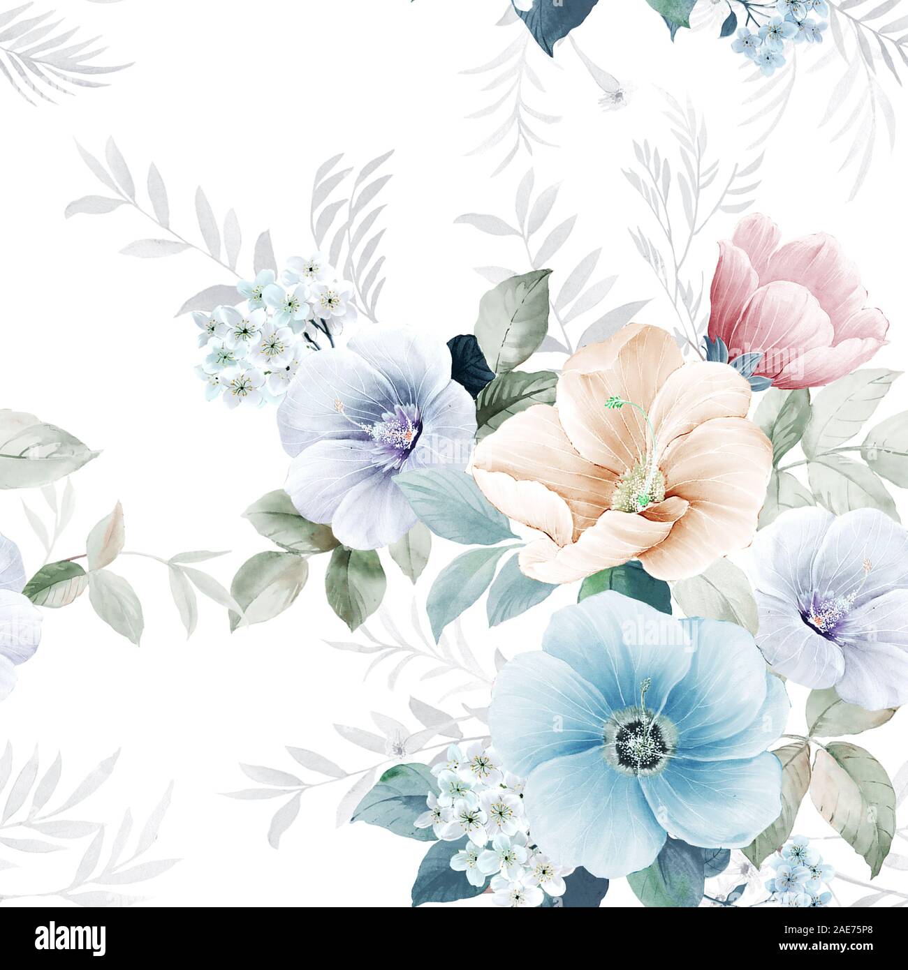 Computer drawn leaves and flowers Stock Photo - Alamy