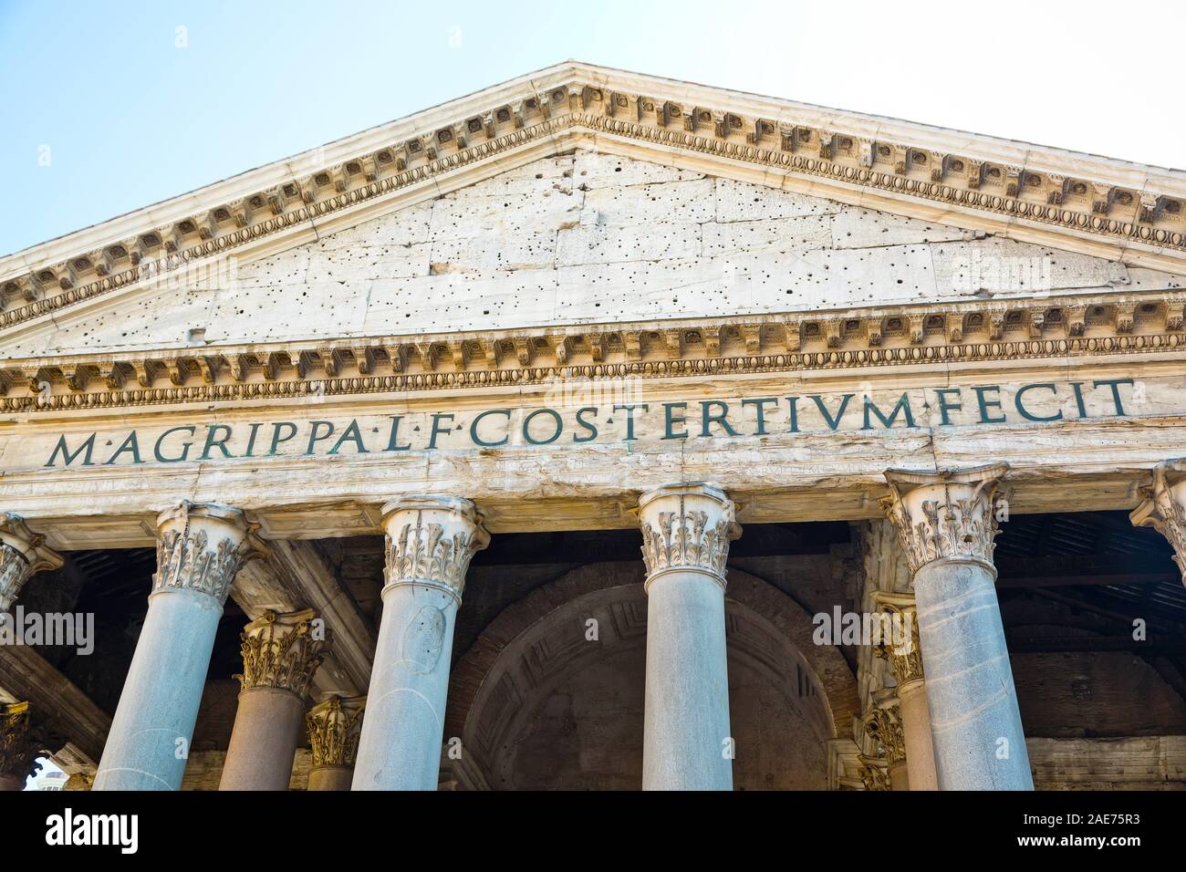 Whole writing on Pantheon on Piazza della Rotonda in Rome, Italy Stock ...