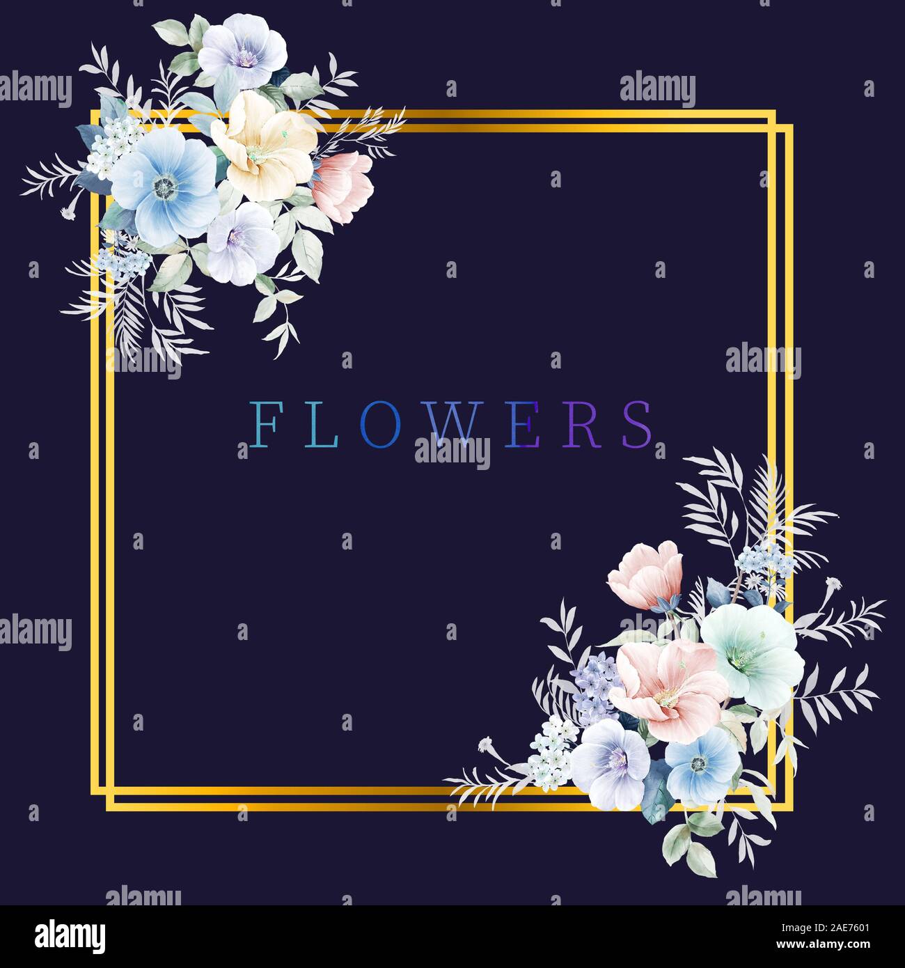 Computer drawn leaves and flowers Stock Photo - Alamy