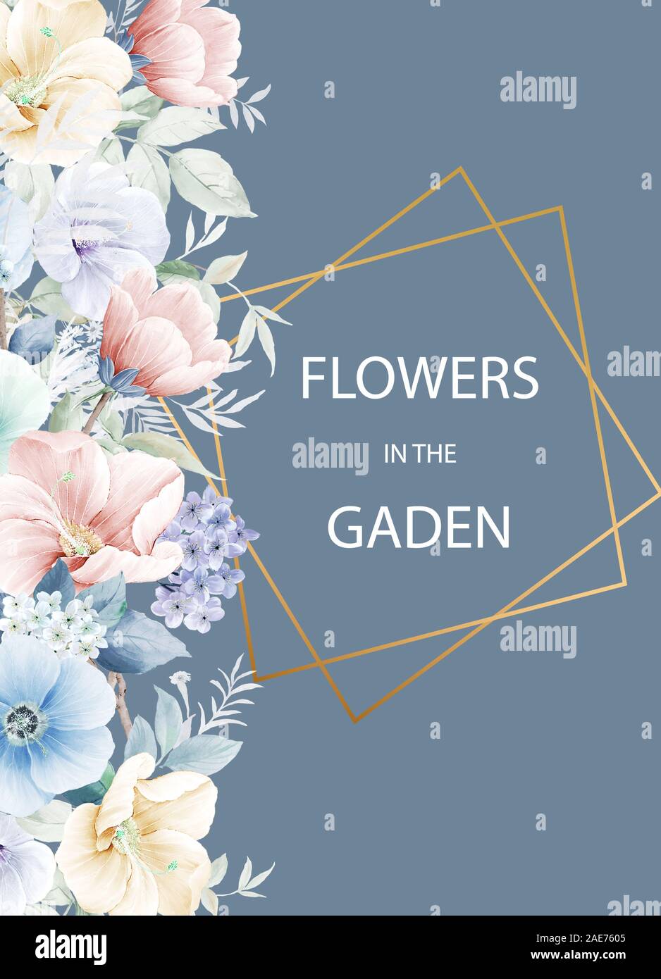 Computer drawn leaves and flowers Stock Photo - Alamy