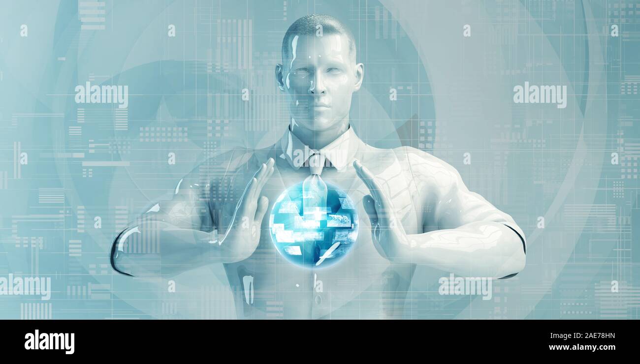 Senior Business Man Using Digital Solutions Technology Concept Art ...