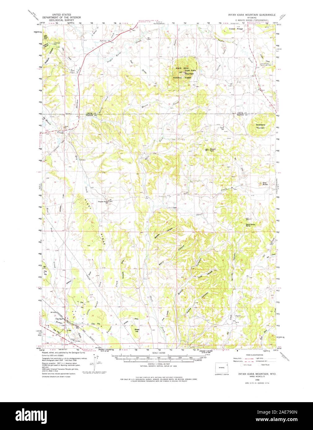 WY Inyan Kara Mountain 342142 1958 62500 Restoration Stock Photo - Alamy