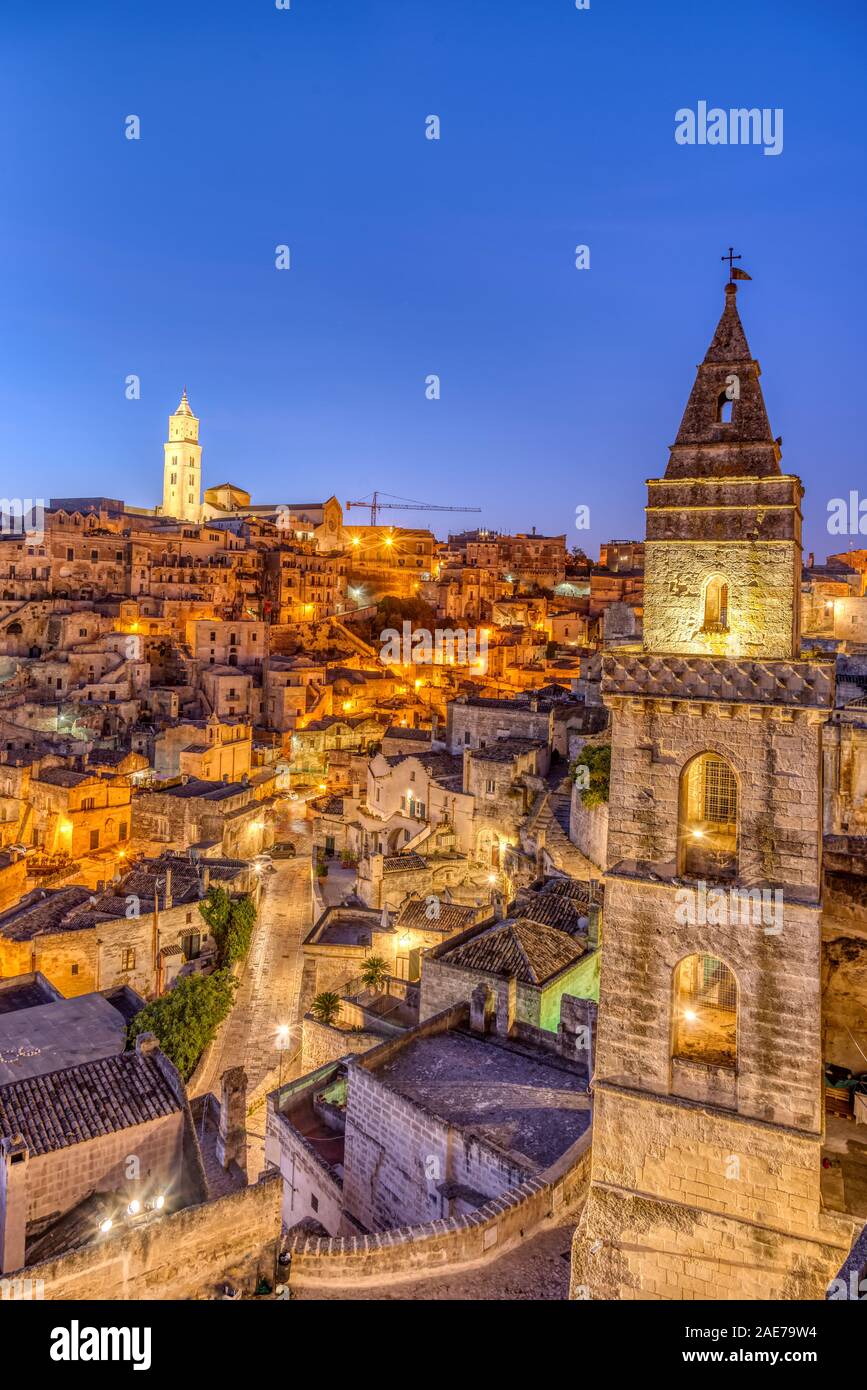 The old town of Matera in southern Italy before sunrise Stock Photo - Alamy