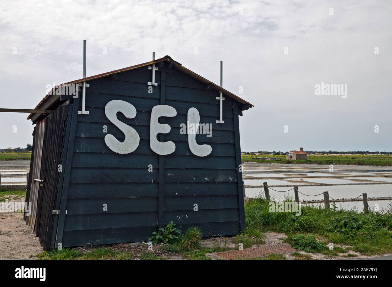 Wooden hut and salt marshes on Noirmoutier island, Vendee (85), Pays de ...