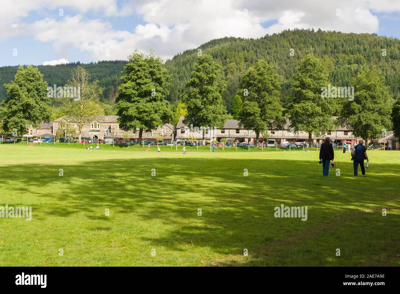 The village park and football pitches in Betws-y-Coed North Wales Stock ...