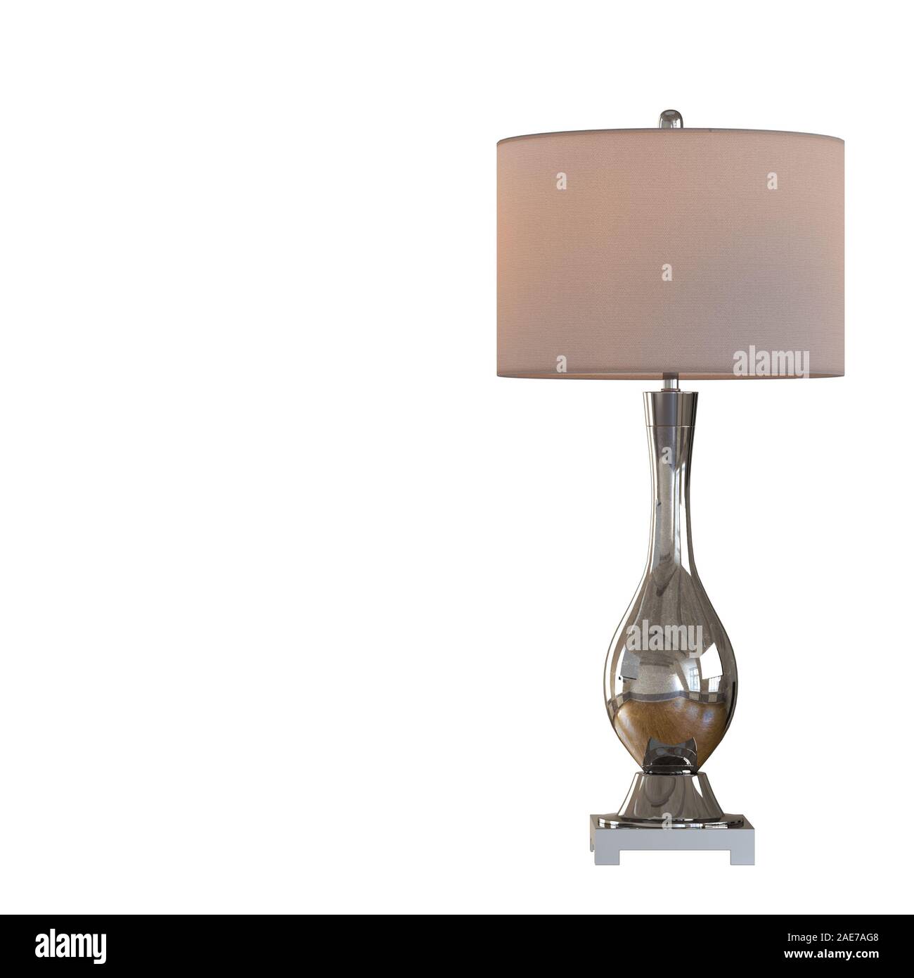 Decorative table lamp metal reflective base on isolated background. 3d ...