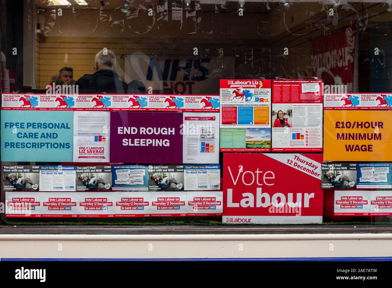 Southport, Merseyside. UK Politics; 7th Dec, 2019. Labour activists ...