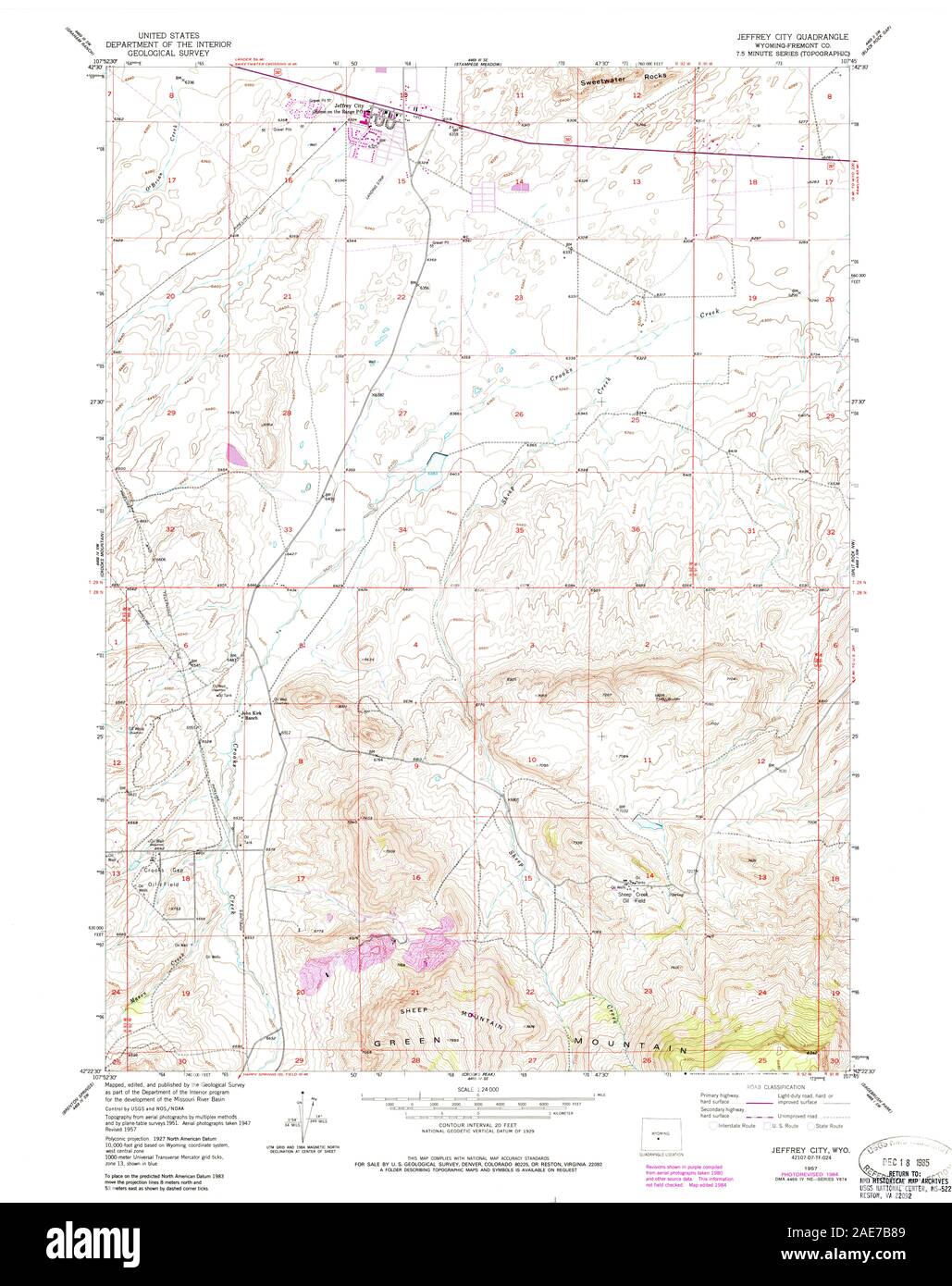 WY Jeffrey City 340003 1957 24000 Restoration Stock Photo - Alamy