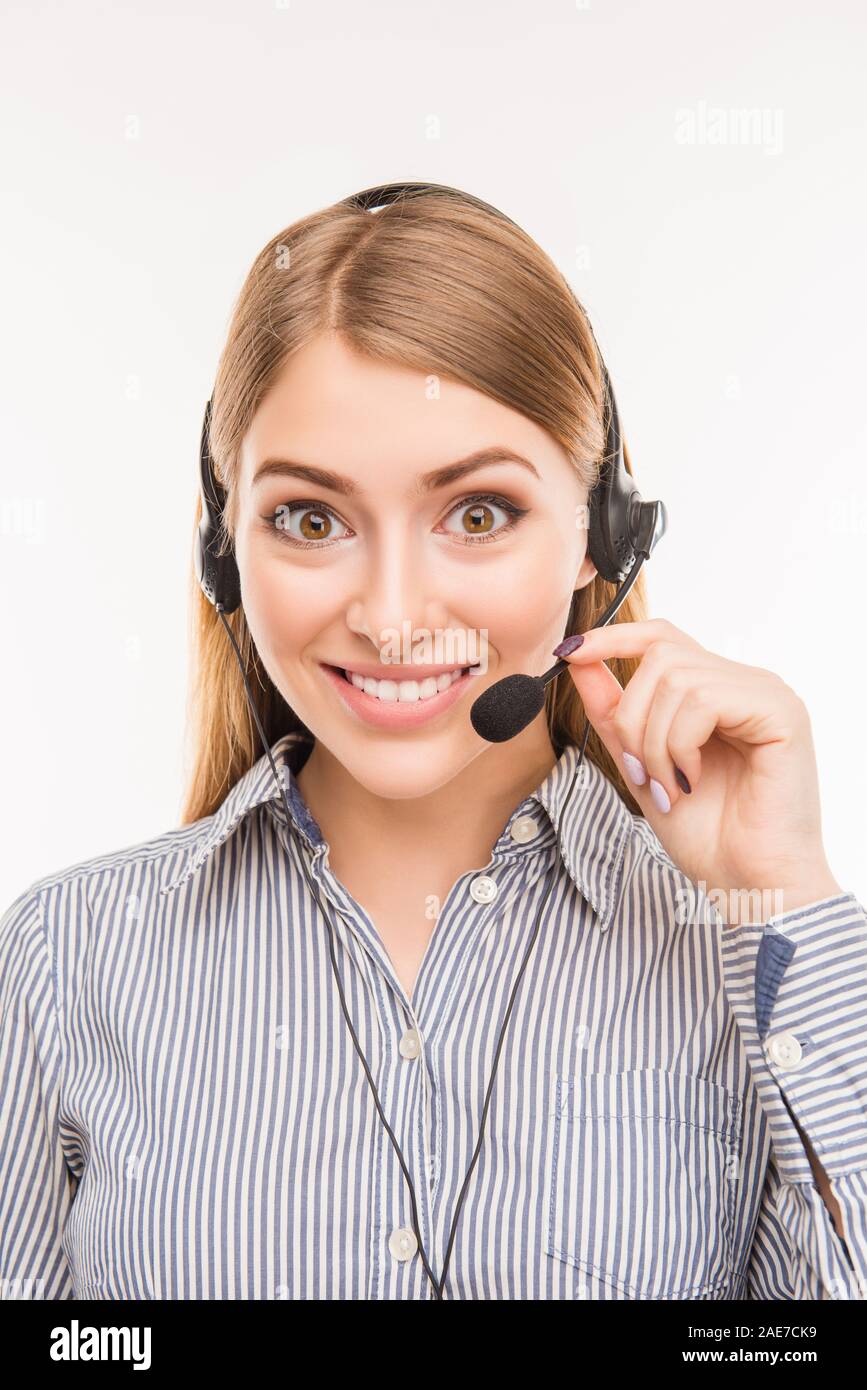 Cheerful smart call center agent hi-res stock photography and images ...