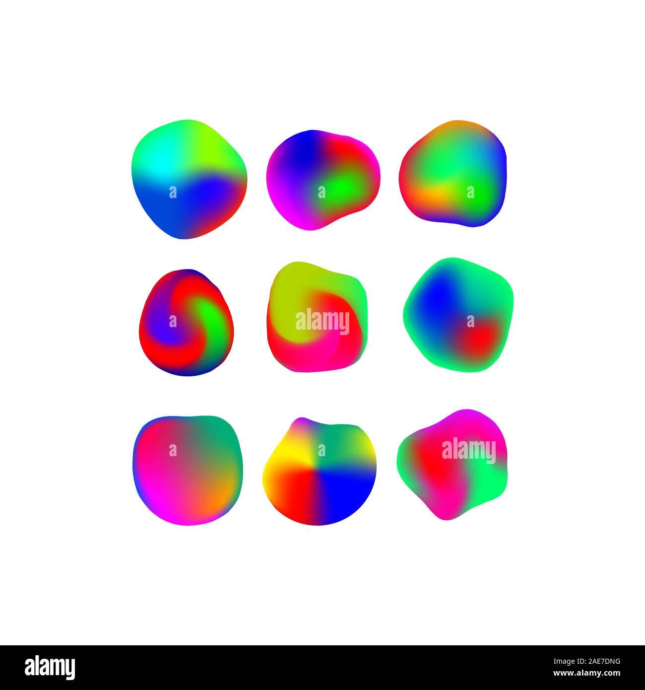 Mesh irregular element, vector rainbow shapes, smooth color, set of ...