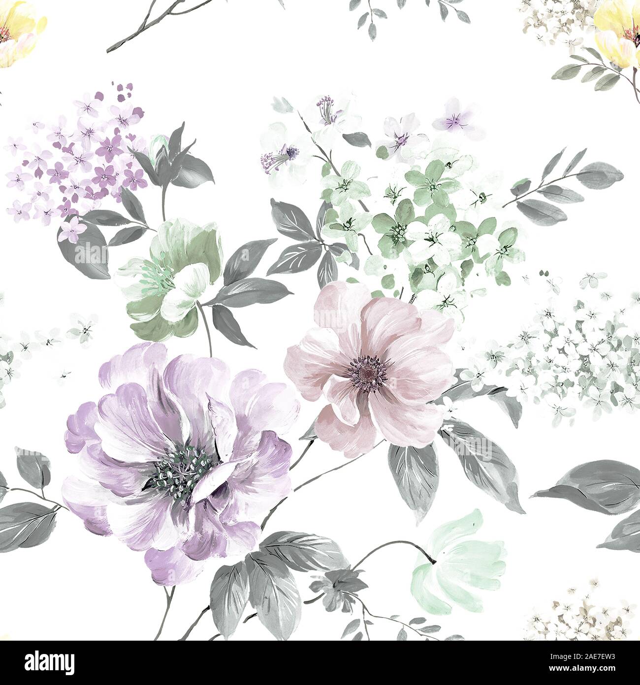 Watercolor flowers illustration Stock Photo - Alamy