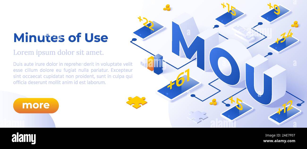 MoU - Isometric Vector Illustration. Website Banner Layout Template ...
