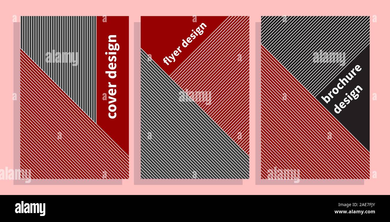 Minimal line poster, template for cover, flyer, brochure, set of black ...