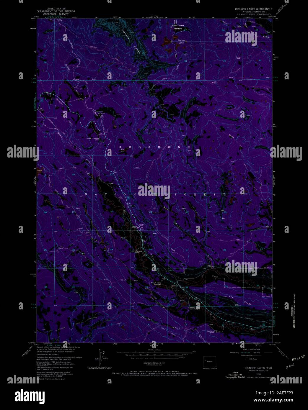 WY Kisinger Lakes 340090 1956 24000 Inverted Restoration Stock Photo ...