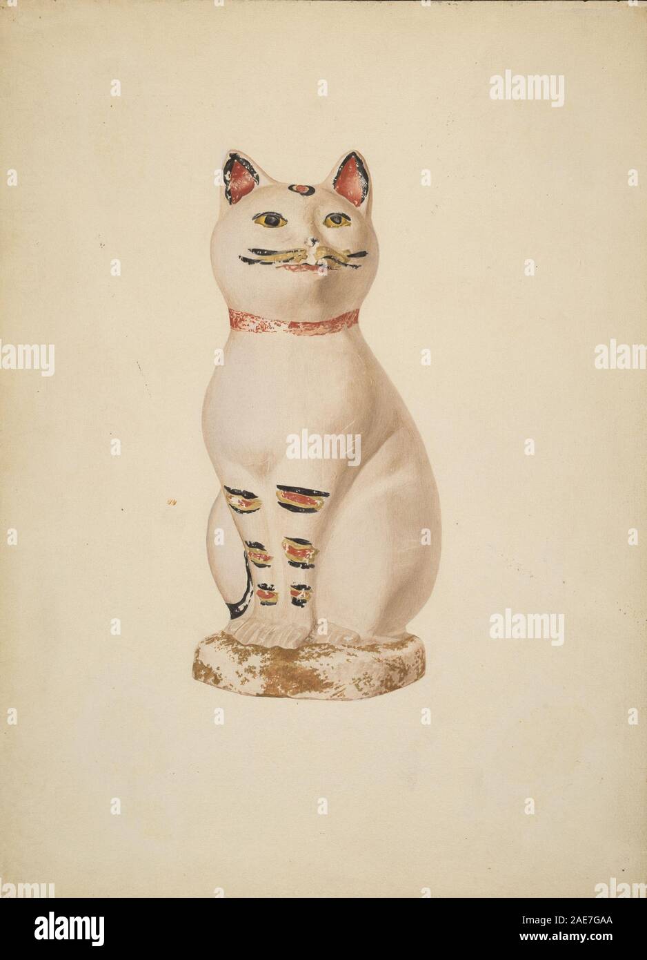 Chalkware Cat; c. 1940 Betty Fuerst, Chalkware Cat, c 1940 Stock Photo ...