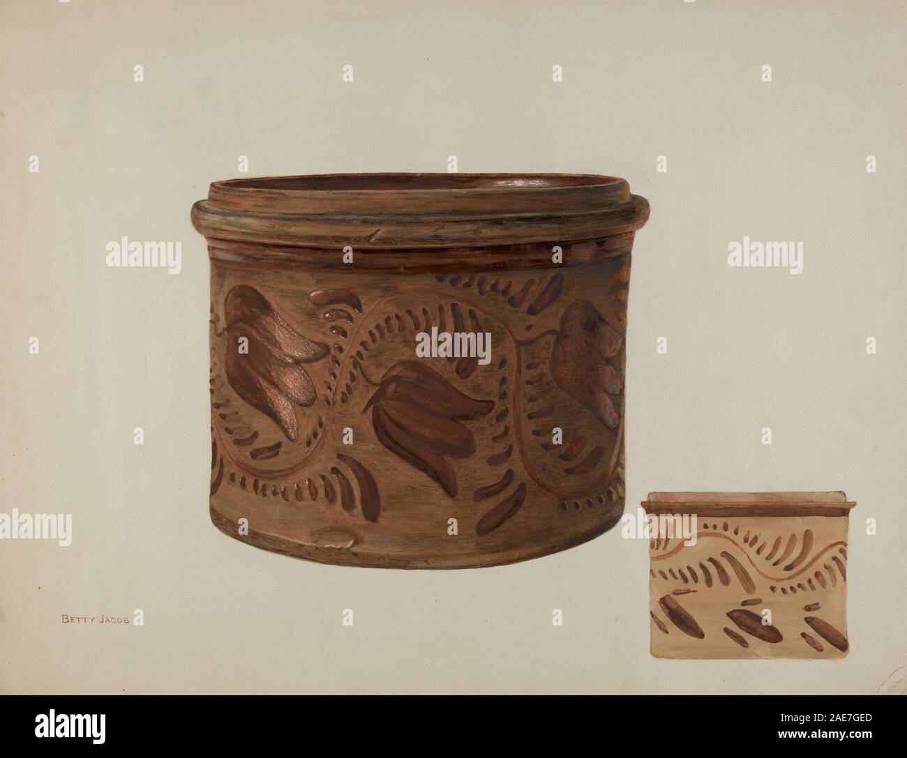 This Pennsylvania German butter crock, made around 1940 by Betty Jacob ...
