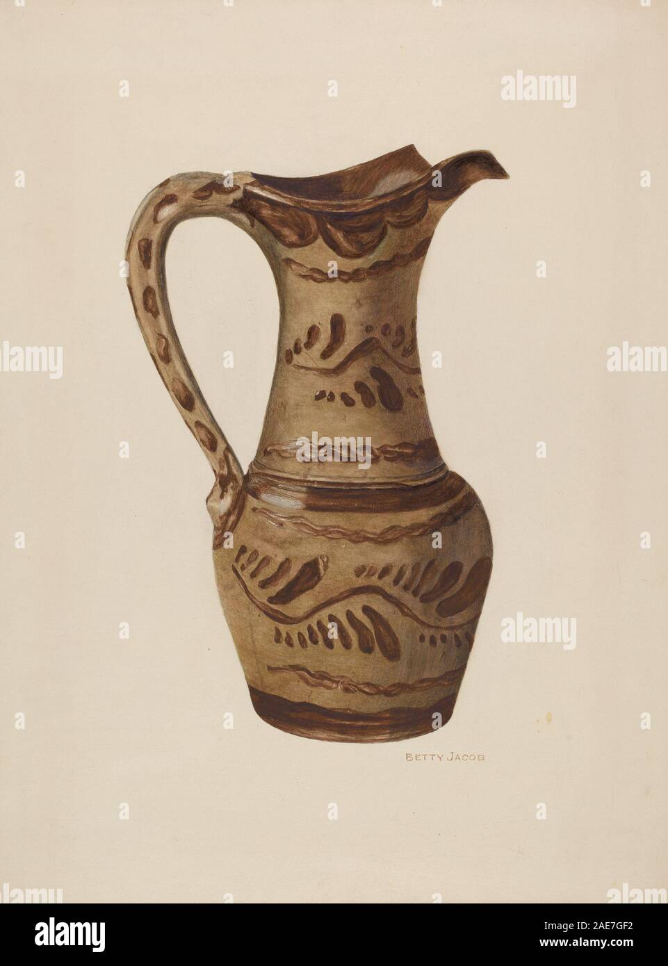 Ceramic pitcher showing form, surface decoration, and functional design ...