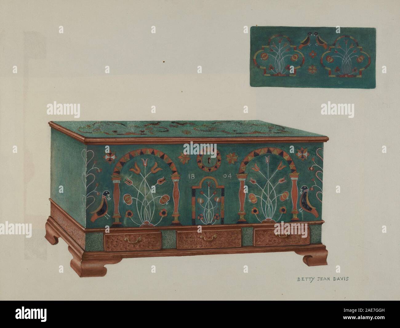 Pa. German Chest; c. 1939 Betty Jean Davis, Pa German Chest, c 1939 ...