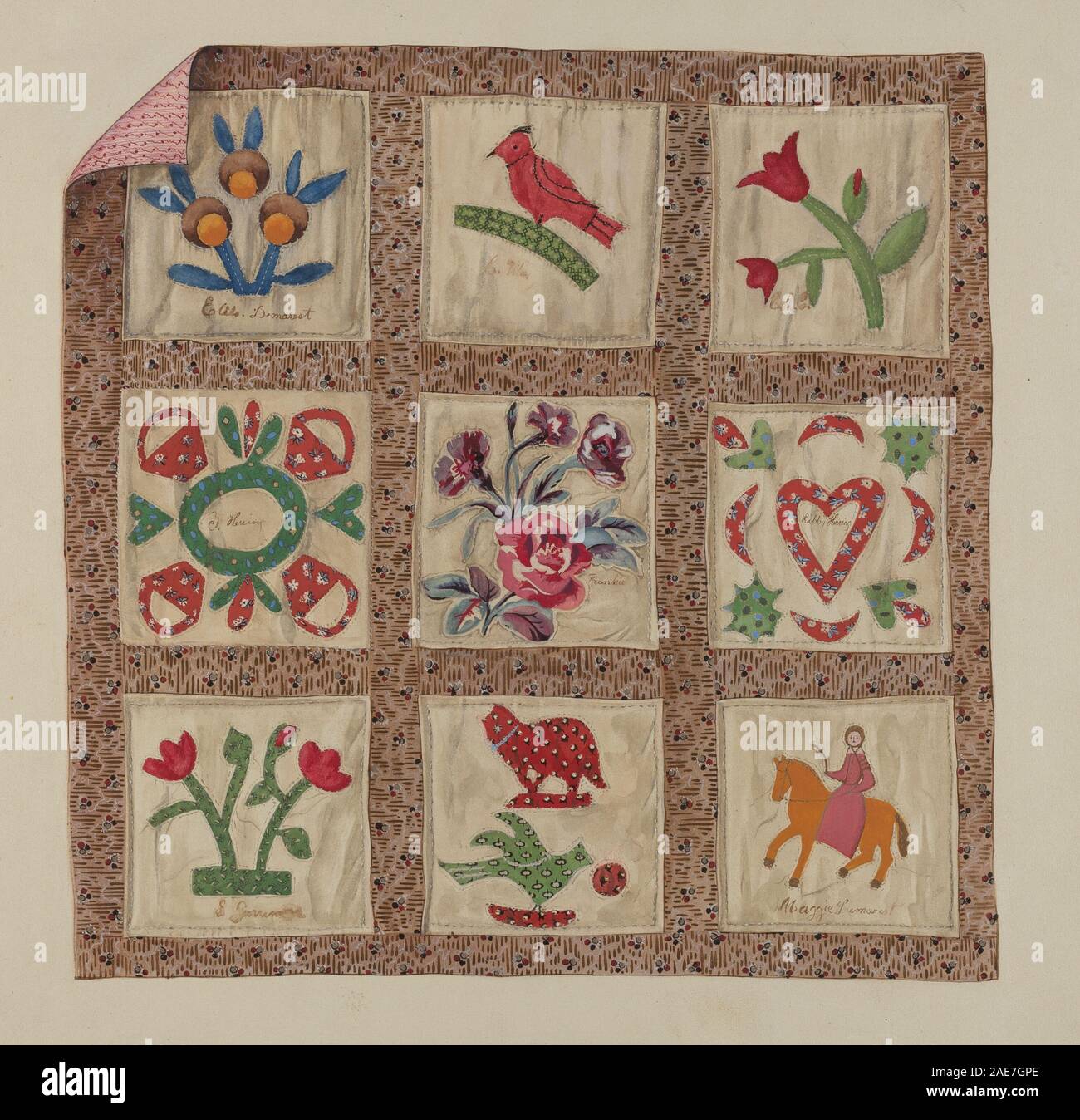 Doll Bed Applique Patchwork Quilt; c. 1937 Beverly Chichester, Doll Bed ...