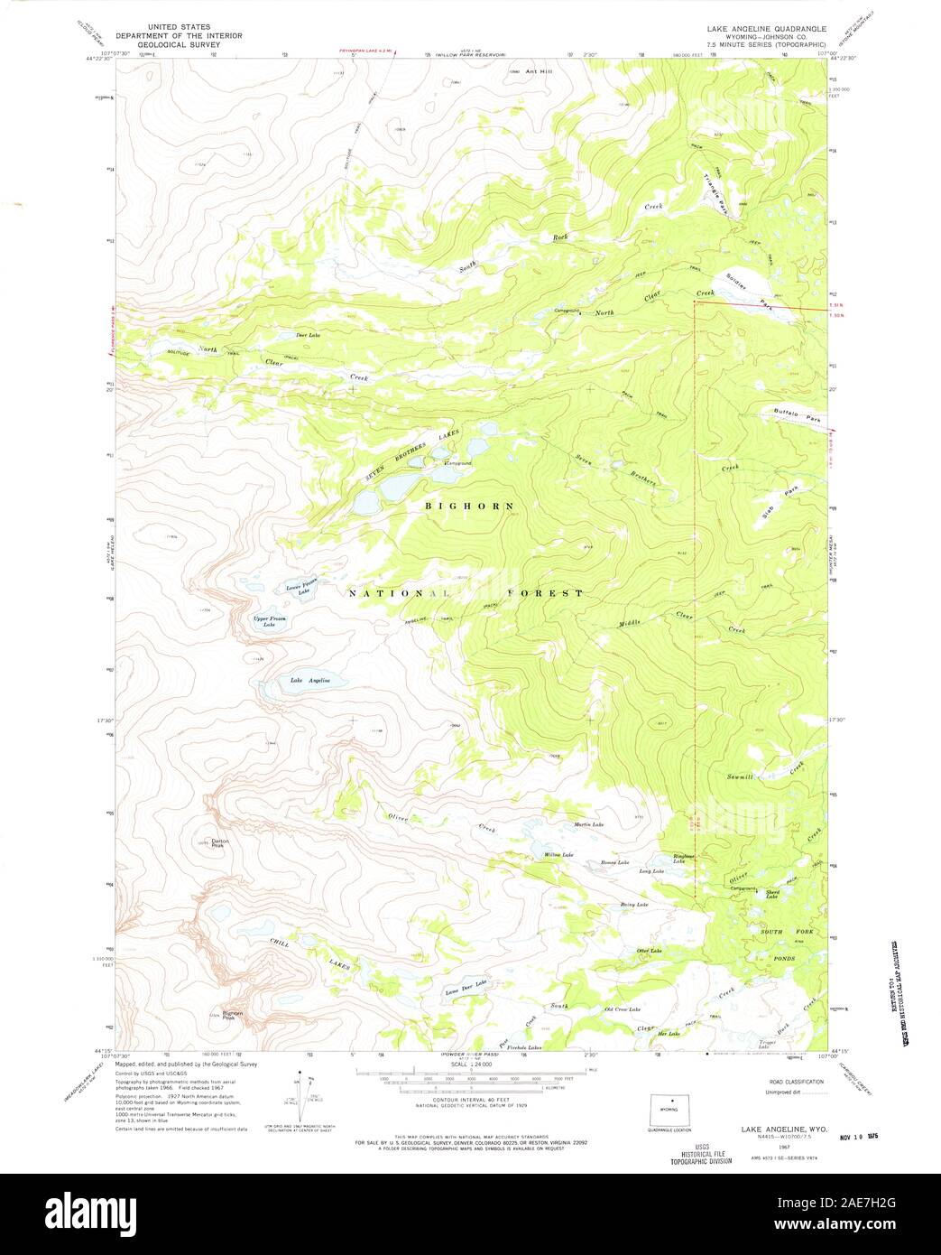 WY Lake Angeline 340122 1967 24000 Restoration Stock Photo - Alamy