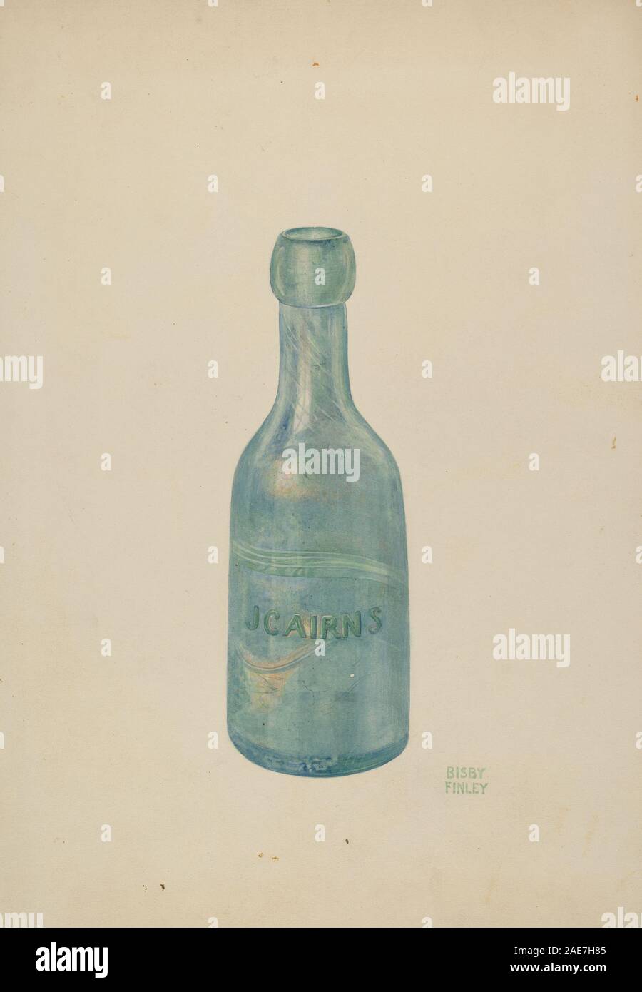 A glass soda bottle made around 1940 by Bisby Finley, designed for ...