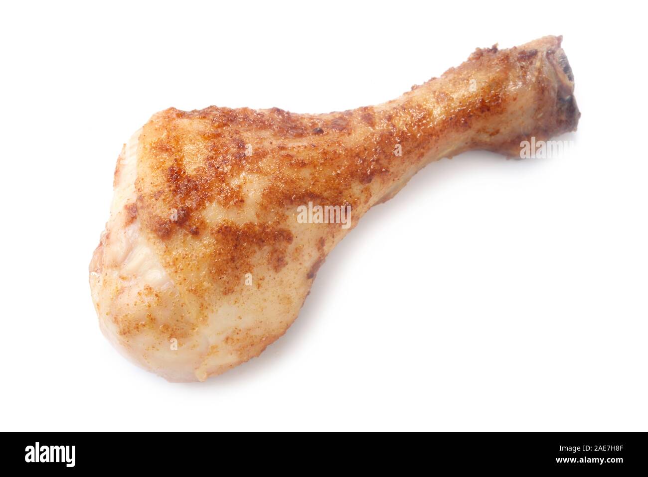 A Roast Chicken Leg Isolated On White Stock Photo - Alamy