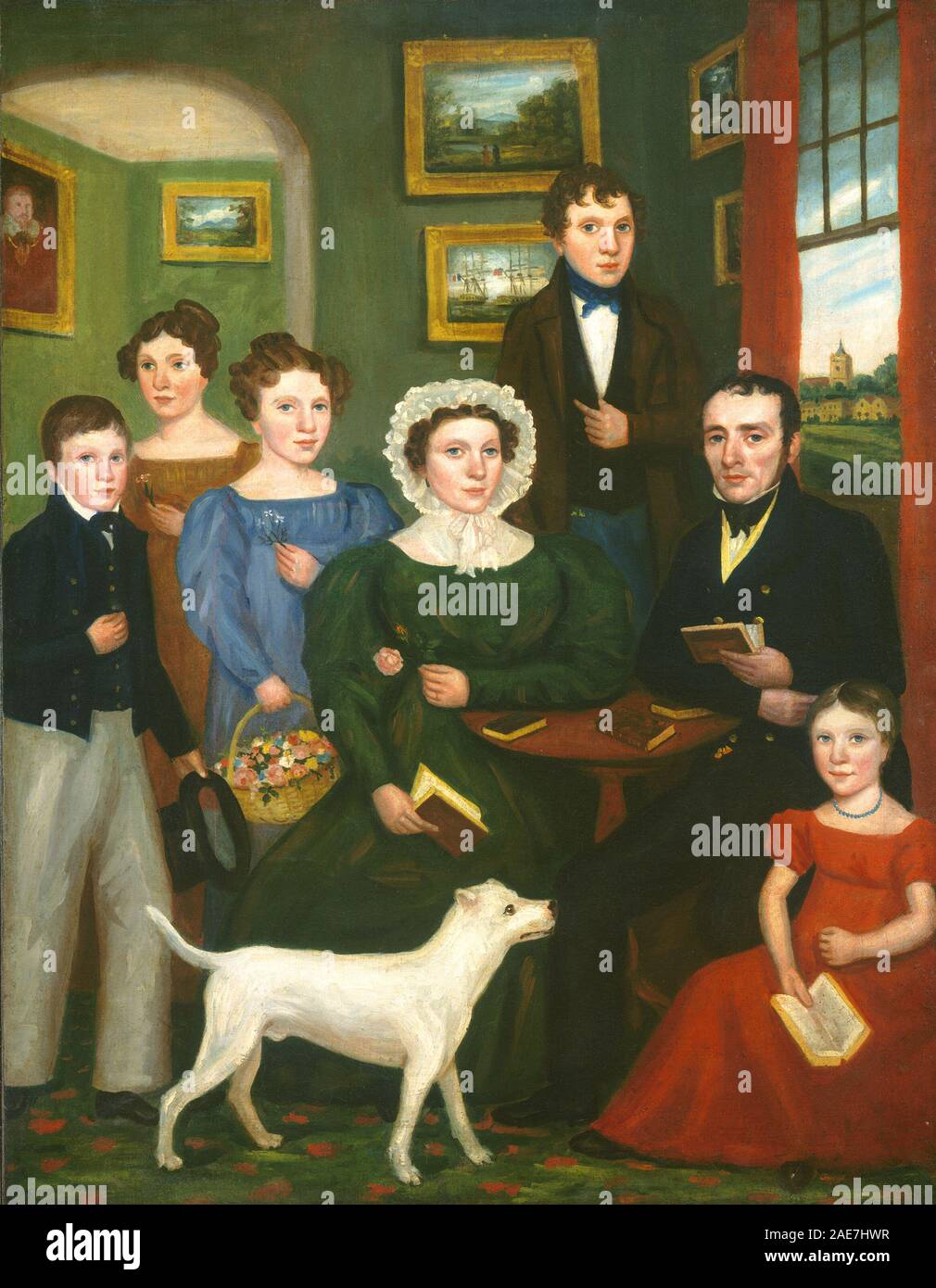 Portrait of an Unknown Family with a Terrier; c. 1825/1835 British 19th ...
