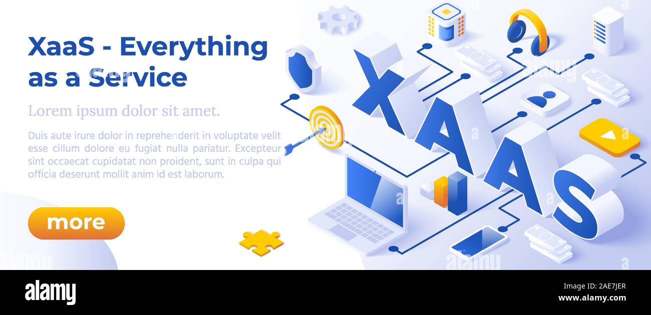 XAAS - Isometric Vector Illustration. Website Banner Layout Template ...