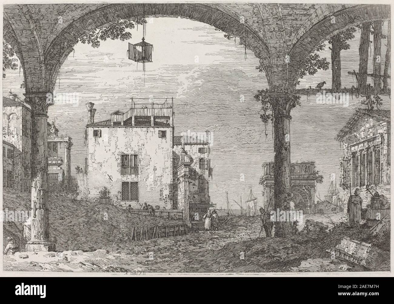 This painting 'The Portico with the Lantern' by Canaletto, created ...