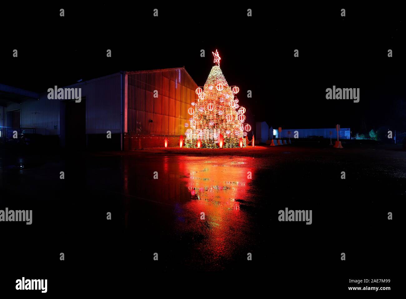 An innovative Christmas Tree, made from pallets of wood. This is ...